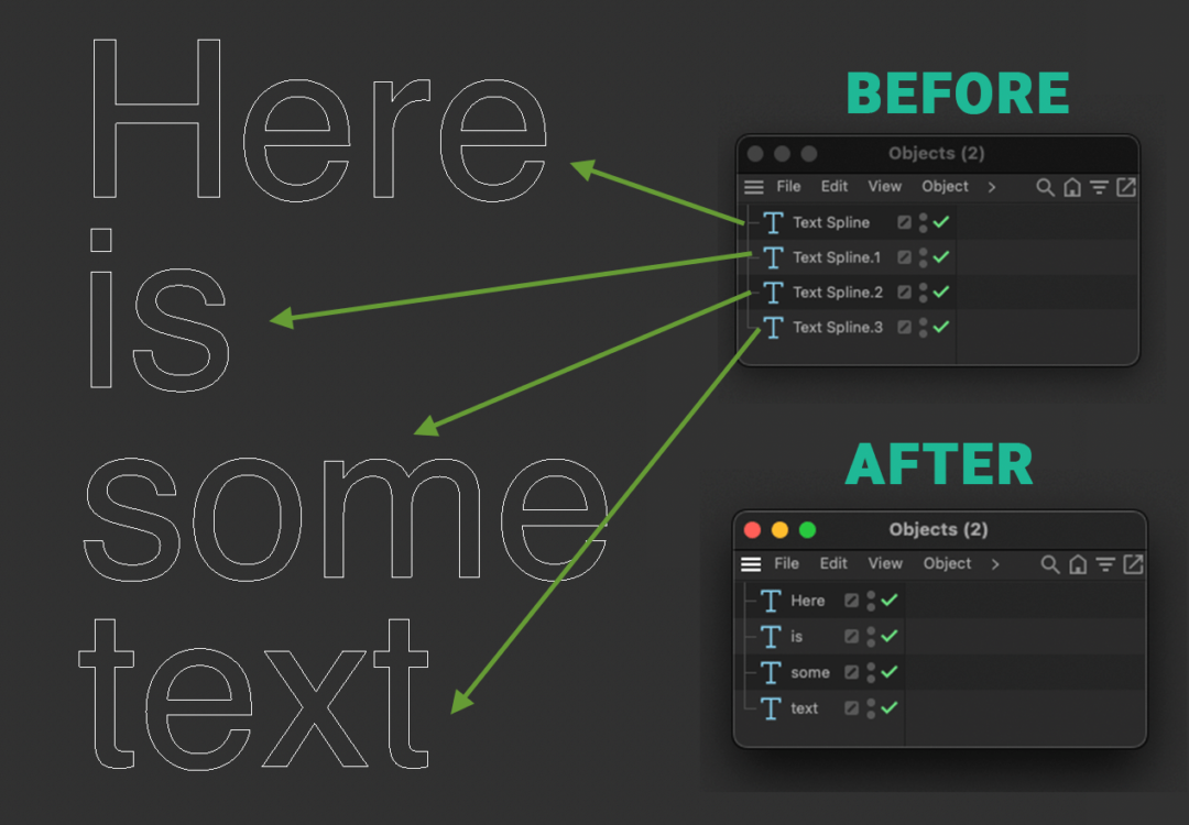 C4D Script: Text Object Renamer | Alpha Pixel